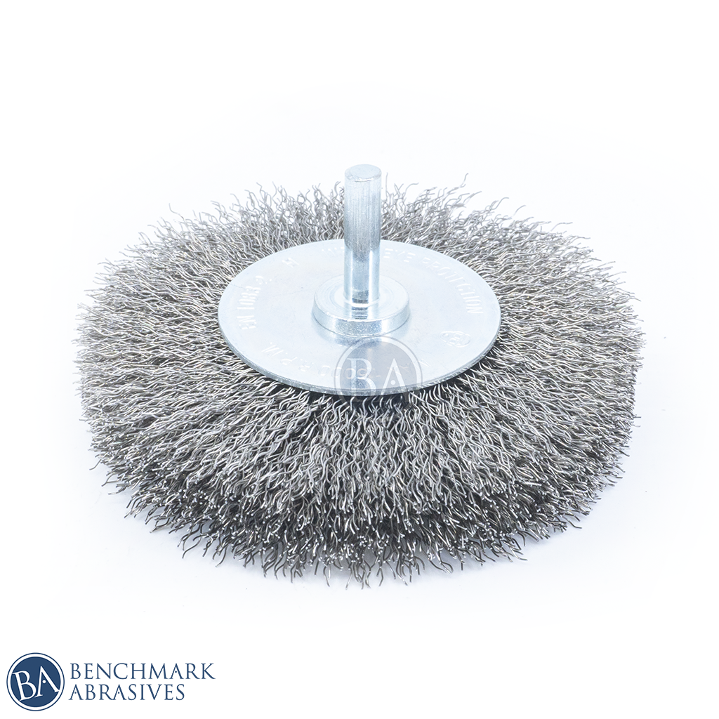 4" Mounted Crimped Wire Wheel - Stainless Steel Wire — Benchmark Abrasives