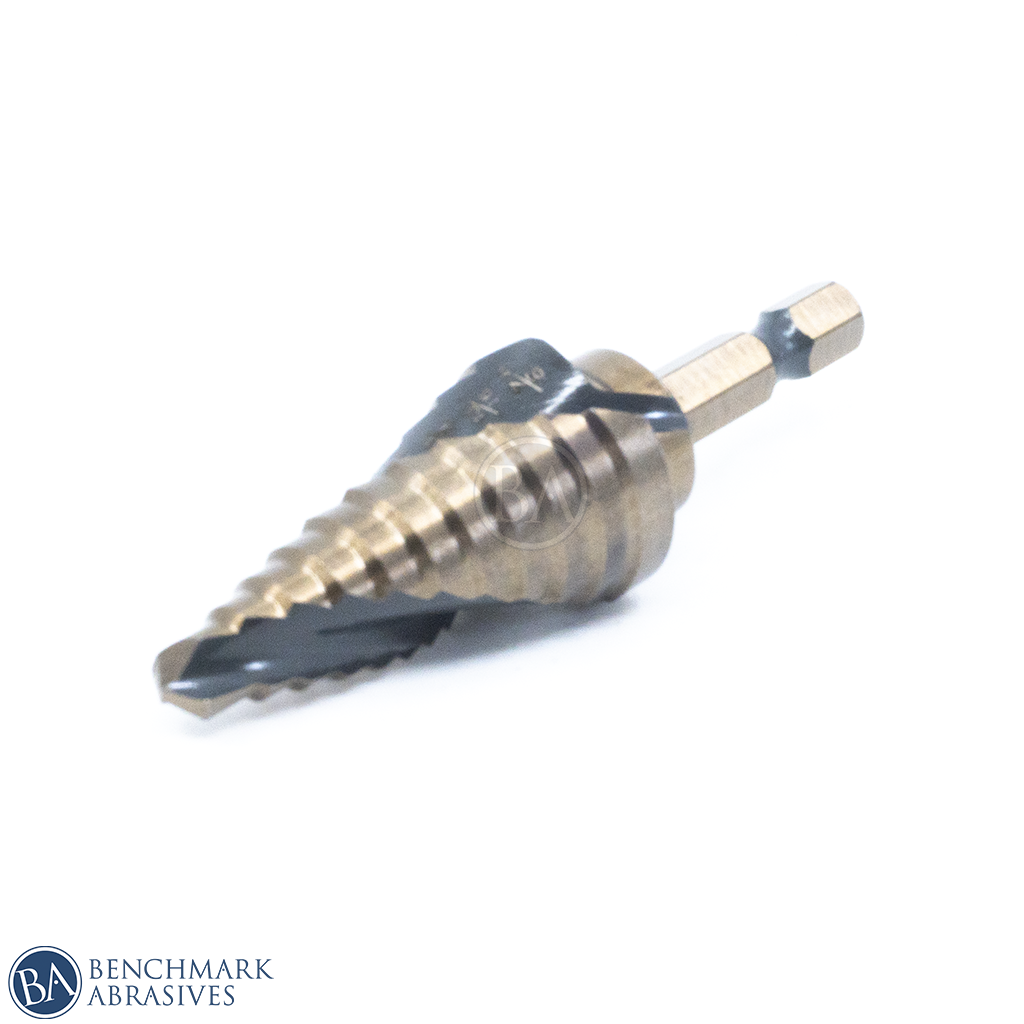 Amber & Black Titanium Step Drill Bit 3/16"–7/8" | 12 Steps