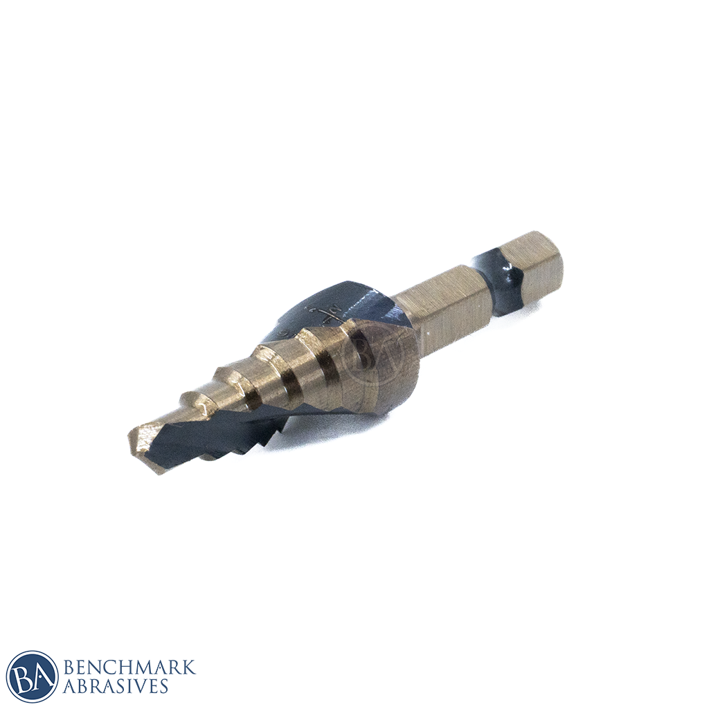 Amber & Black Titanium Coated Step Drill Bit 3/16"-1/2" (6 Steps)