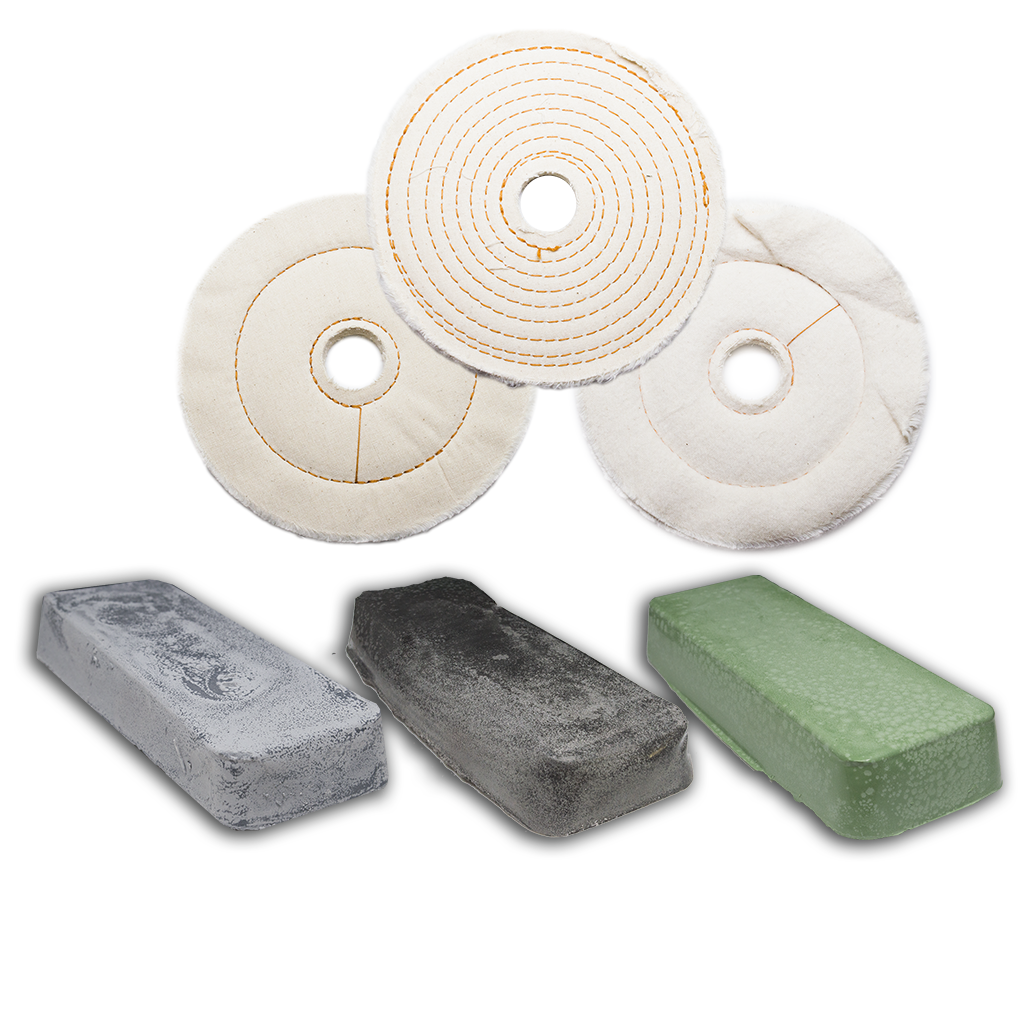 Stainless Steel & White Metals 3-Step Buffing Kit For Bench Grinders ...