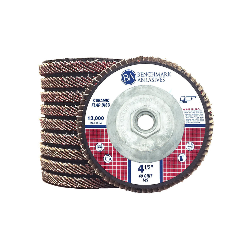 4-1/2" x 5/8”-11 T27 (Flat Face) Ceramic Flap Disc - 1 Piece | Free ...