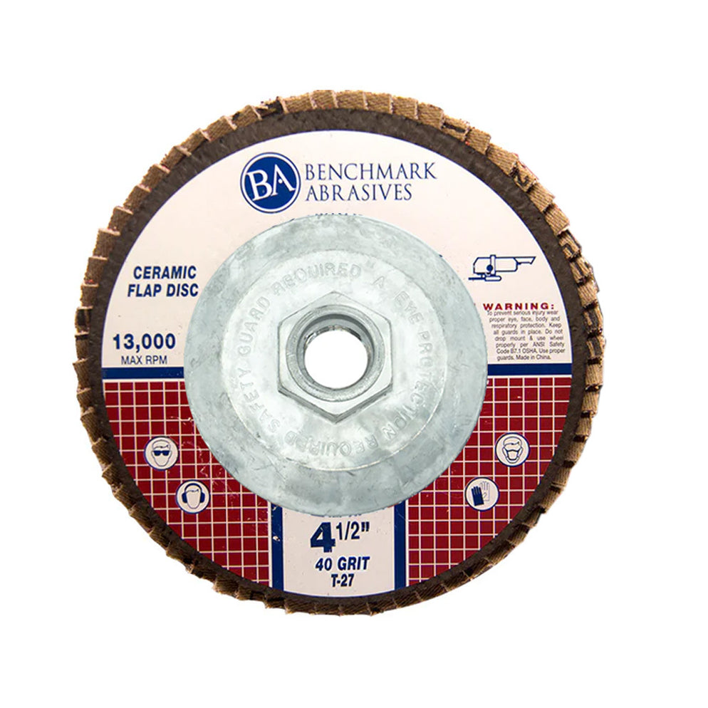4-1/2" x 5/8”-11 T27 (Flat Face) Ceramic Flap Disc - 1 Piece | Free ...