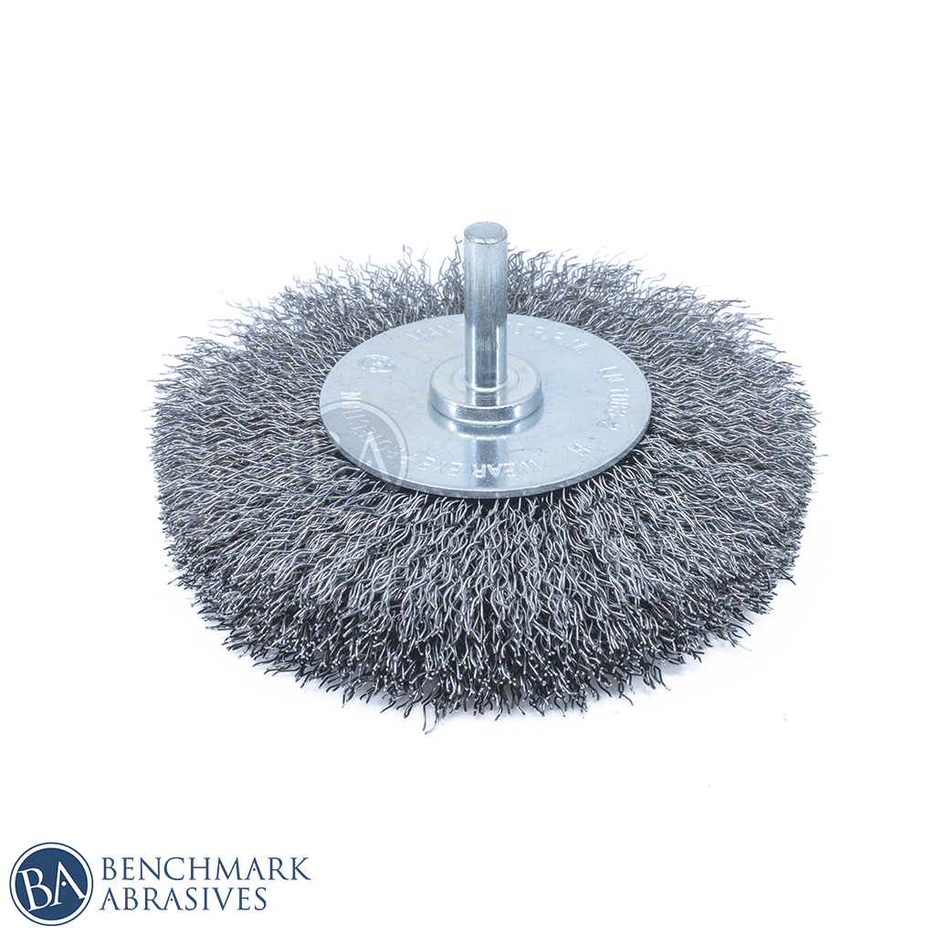 4" Mounted Crimped Wire Wheel - Carbon Steel Wire | Free Shipping