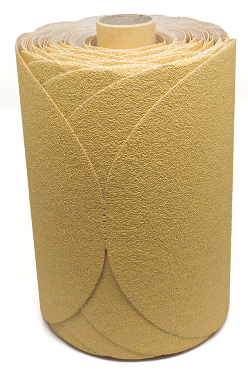 6" Gold PSA Sanding Discs Roll | Fast-Cut Results